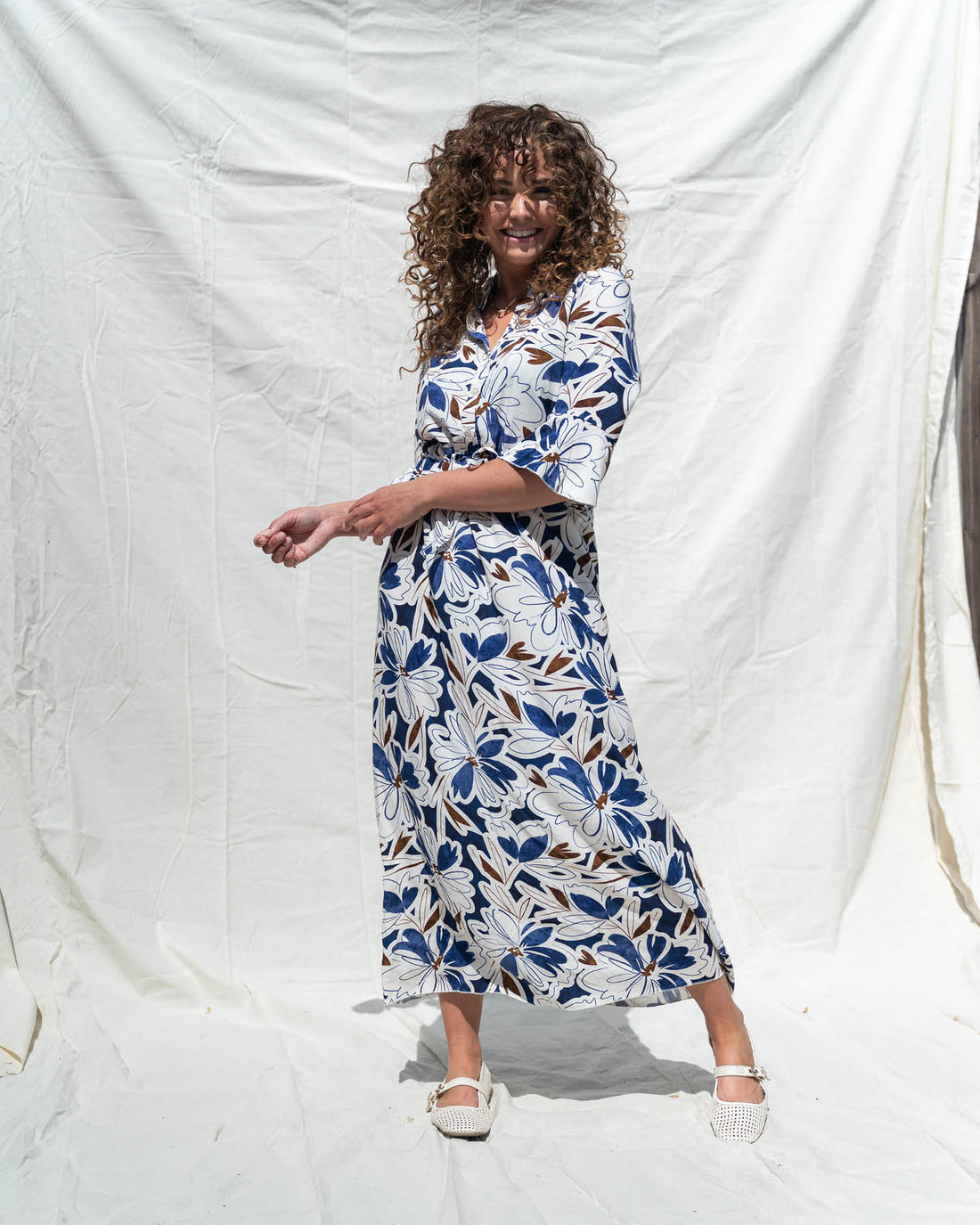 Jurk - Lalia Zomerbloei | Navy – FOS Amsterdam